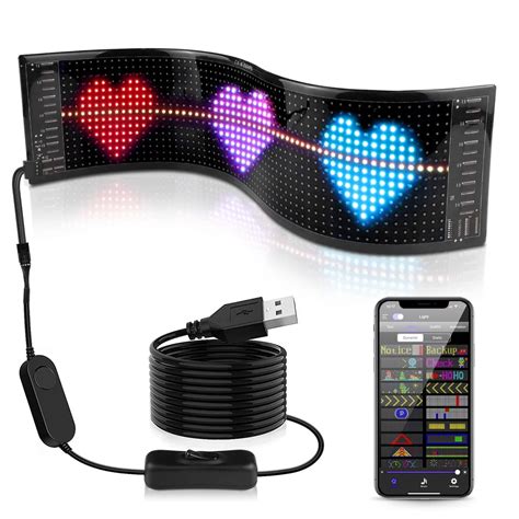 Programmable Car Advertising Rgb Led Sign Bluetooth 5v Usb Pixels Matrix Panel Flex Screen Diy