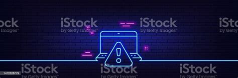 온라인 경고 줄 아이콘입니다 주의 삼각형 기호입니다 네온 라이트 광선 효과 벡터 0명에 대한 스톡 벡터 아트 및 기타 이미지 0명 3차원 형태 경계 표지 Istock