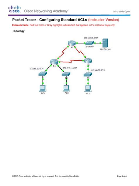 92110 Packet Tracer Configuring Standard Acls Instructions Ig