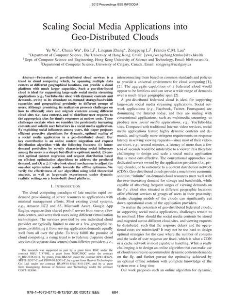 Pdf Scaling Social Media Applications Into Geo Distributed Clouds