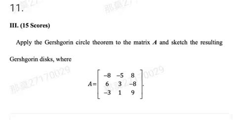 Solved 11 Iii 15 Scores Apply The Gershgorin Circle