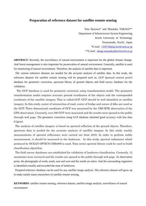 Pdf Preparation Of Reference Dataset For Satellite Ssms Jp · Preparation Of Reference
