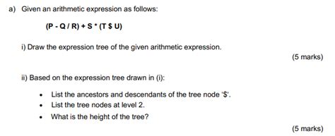 solved a given an arithmetic expression as follows p q r
