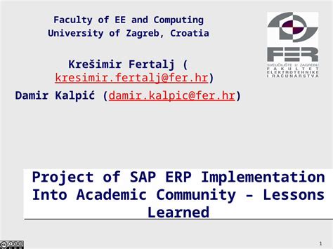 Ppt 1 Project Of Sap Erp Implementation Into Academic Community Lessons Learned Faculty Of