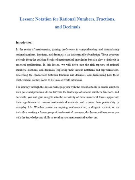 Lesson 3 Notation For Rational Numbers Fractions And Decimals Pdf
