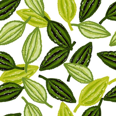 Freehand Tropical Palm Leaves Seamless Pattern Hand Drawn Exotic