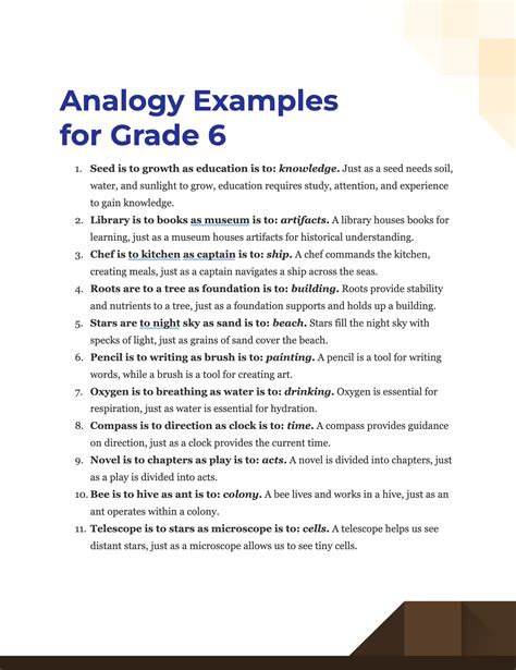 Analogy For Grade 6 100 Examples How To Write Tips Worksheets