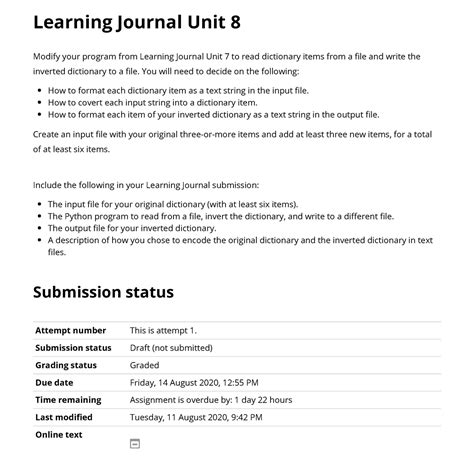 Cs 1101 Ay2020 T5 Learning Journal Unit 8 Home Learning Journal