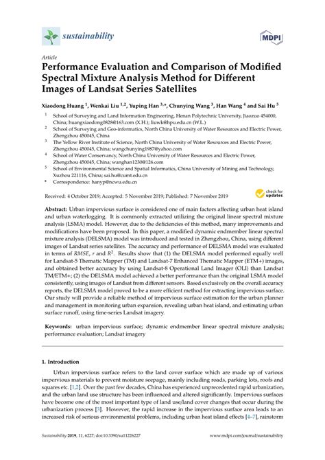 Pdf Performance Evaluation And Comparison Of Modified Spectral Mixture Analysis Method For