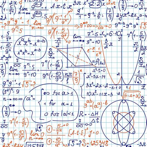 Math Vector Seamless Educational Pattern With Formulas Equations And Calculations Handwritten