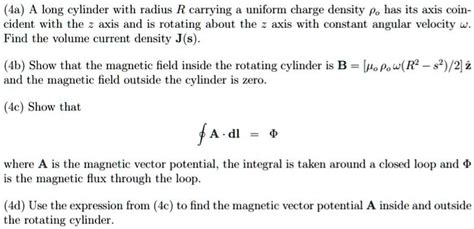 Solved A Long Cylinder With Radius R Carrying A Uniform Charge Density Ï Has Its Axis