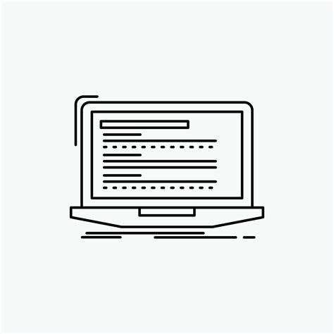 Code Coding Computer Monoblock Laptop Line Icon Vector Isolated Illustration 13026161