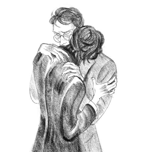 A Drawing Of Two People Hugging Each Other