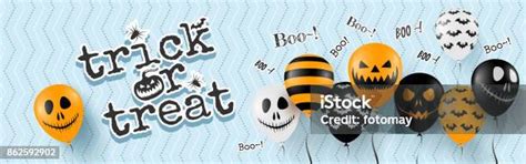 할로윈 유령 Balloonsscary 공기 풍선 할로윈 배너입니다 놀라운 웹 사이트 또는 배너 서식 파일입니다 벡터 일러스트 레이 션 Eps10 10월에 대한 스톡 벡터