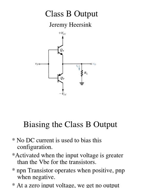 Class B Output Jeremy Heersink Pdf Amplifier Electrical Circuits