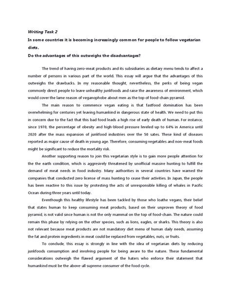 Writing Task 2 Assignment Pdf Meat Vegetarianism