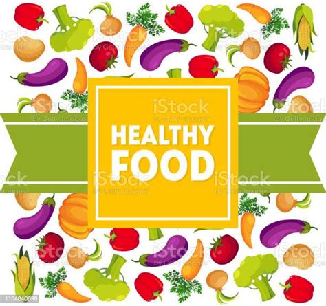 건강 식품 배너 템플릿 신선한 야채와 사각 프레임 디자인 요소는 식료품가 게 라벨 카페 메뉴 식품 포장 벡터 일러스트 레이 션에 사용할 수 있습니다 채소에 대한 스톡 벡터