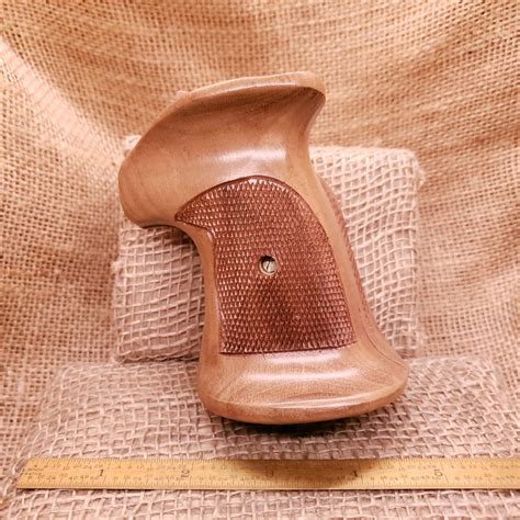 Colt E I Frame Left Hand Checkered Walnut Thumb Rest Target Grip Python Officers Model