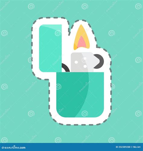 Sticker Line Cut Lighter Suitable For Men Accessories Symbol Simple Design Editable Design