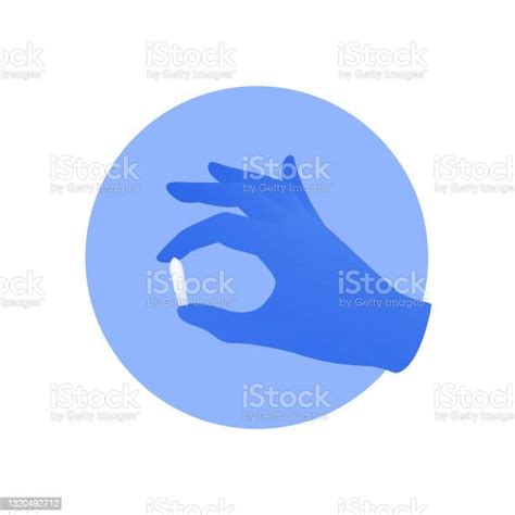 좌약 기호 벡터 플랫 의료 일러스트레이션 외과 용 블루 글러브에 손을 잡고 캡슐을 착용하십시오 건강 관리 약국을위한 디자인