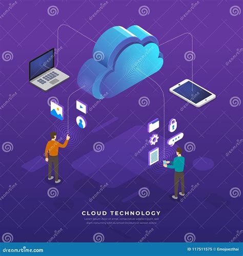 Flat Design Concept Cloud Computing Technology Users Network Con Stock Vector Illustration Of