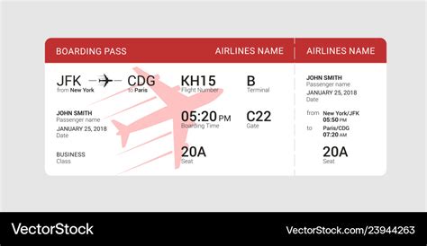 Red Boarding Pass Royalty Free Vector Image Vectorstock