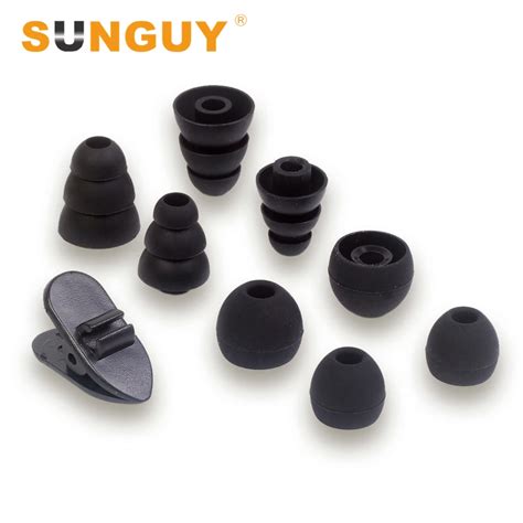 Black Sets Pairs Triple Replacement Silicone Earbuds Ear Pads Pairs And Cable Cord