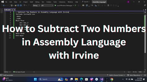 How To Subtract Two Numbers In Assembly Language Assembly Language With Irvine Assembly