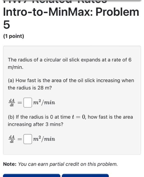 solved intro to minmax problem 5 1 point the radius of a