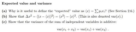 Solved Expected Value And Variance A Why Is It Useful To Chegg