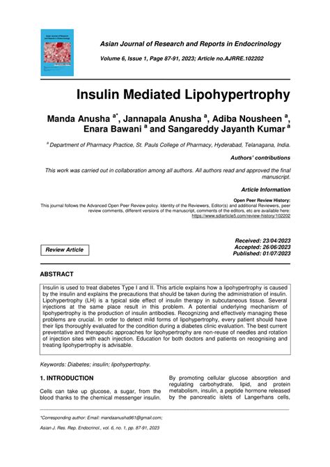 Pdf Insulin Mediated Lipohypertrophy