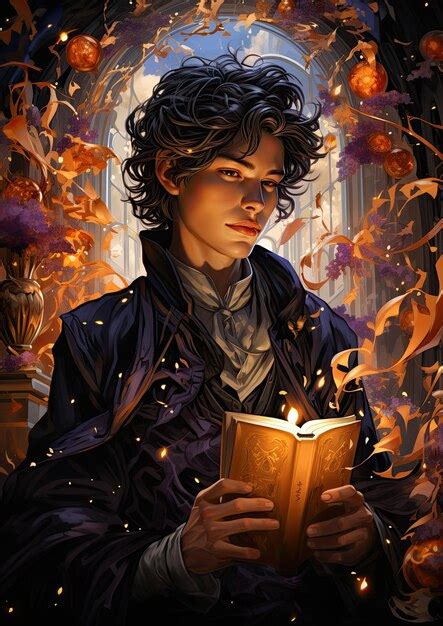 Premium Ai Image Pretty Man Guy Portrait Fantasy Illustration Tattoo Vogue Glamour Magic