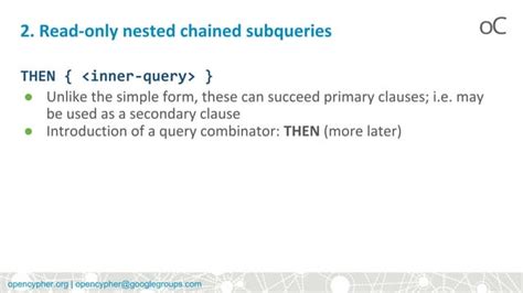 Opencypher Introducing Subqueries Ppt