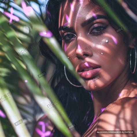 Ai创作图异国女人 创意广告美容 异国情调氛围 绚丽美体美颜彩妆美妆 异域美女 创意美容广告 国外女性特写 皮肤晒黑 时尚写真封面 异国情调的