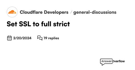 Set Ssl To Full Strict Cloudflare Developers