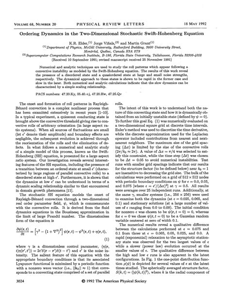 Pdf Ordering Dynamics In The Two Dimensional Stochastic Swift Hohenberg Equation