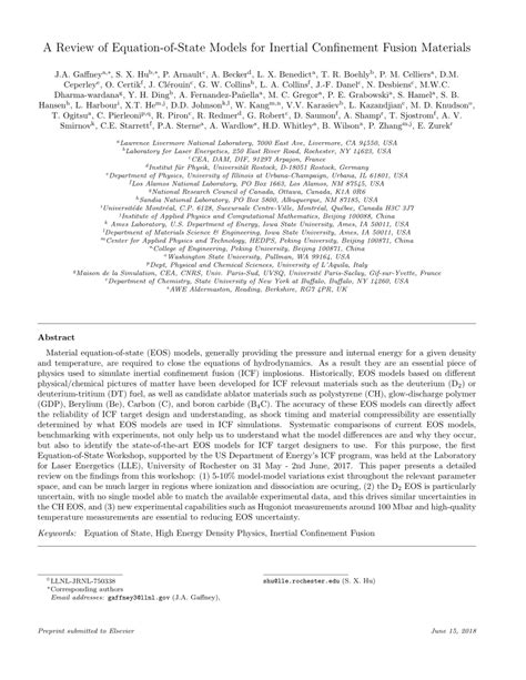 Pdf A Review Of Equation Of State Models For Inertial Confinement