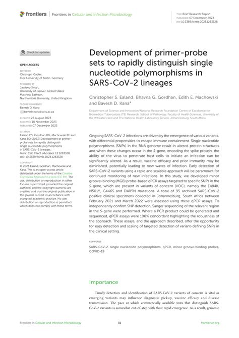 Pdf Development Of Primer Probe Sets To Rapidly Distinguish Single Nucleotide Polymorphisms In