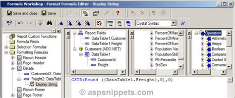 rounding off formula field values in crystal reports using c in aspnet