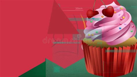 Animation Of Scan Scoping Over Cupcake Stock Footage Video Of