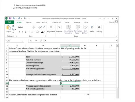 Solved 1 Compute Return On Investment Roi 2 Compute