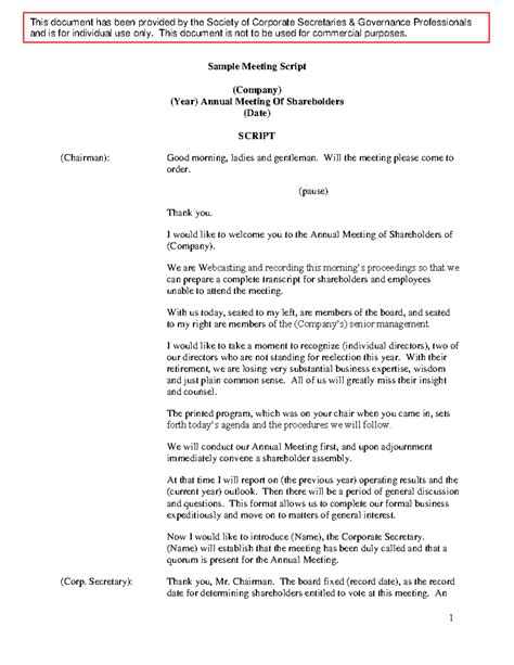 School Meeting Script