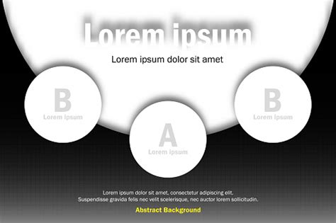 การนําเสนออินโฟกราฟิกธุรกิจที่มีหัวข้อวงกลม 3 หัวข้อสีขาวบนพื้นหลังขาวดําสําหรับแนวคิดก