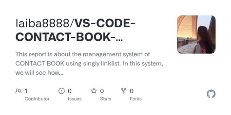 Github Laiba8888vs Code Contact Book Management System This Report