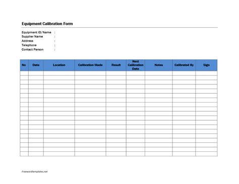 calibration procedure template