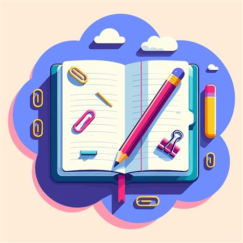 Premium Vector Vector Notebook And Pencil Illustration