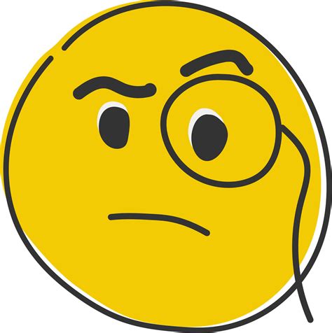 Inteligente Emojis Presumido Emoticon Con Monóculo Y Elevado Ceja Mano Dibujado Plano Estilo