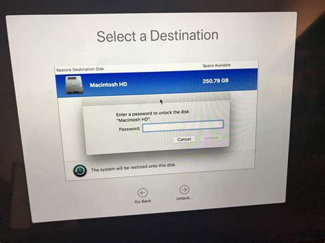 Restoring A Time Machine Backup To A Machine With A Password On The