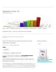 Type I Type II Errors Decision Errors Easy Definition Examples Pdf Statistics How To