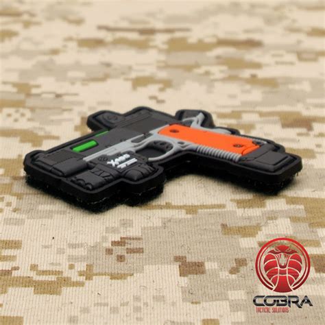 Pistol With Tactical Light Red Military Pvc Patch Velcro Military